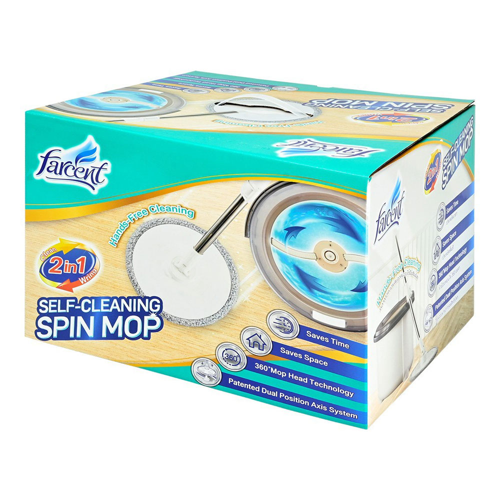 farcent Self Cleaning Spin Mop Set / ឈុតធង់ជូតផ្ទះមីក្រូហ្វាយប័រ