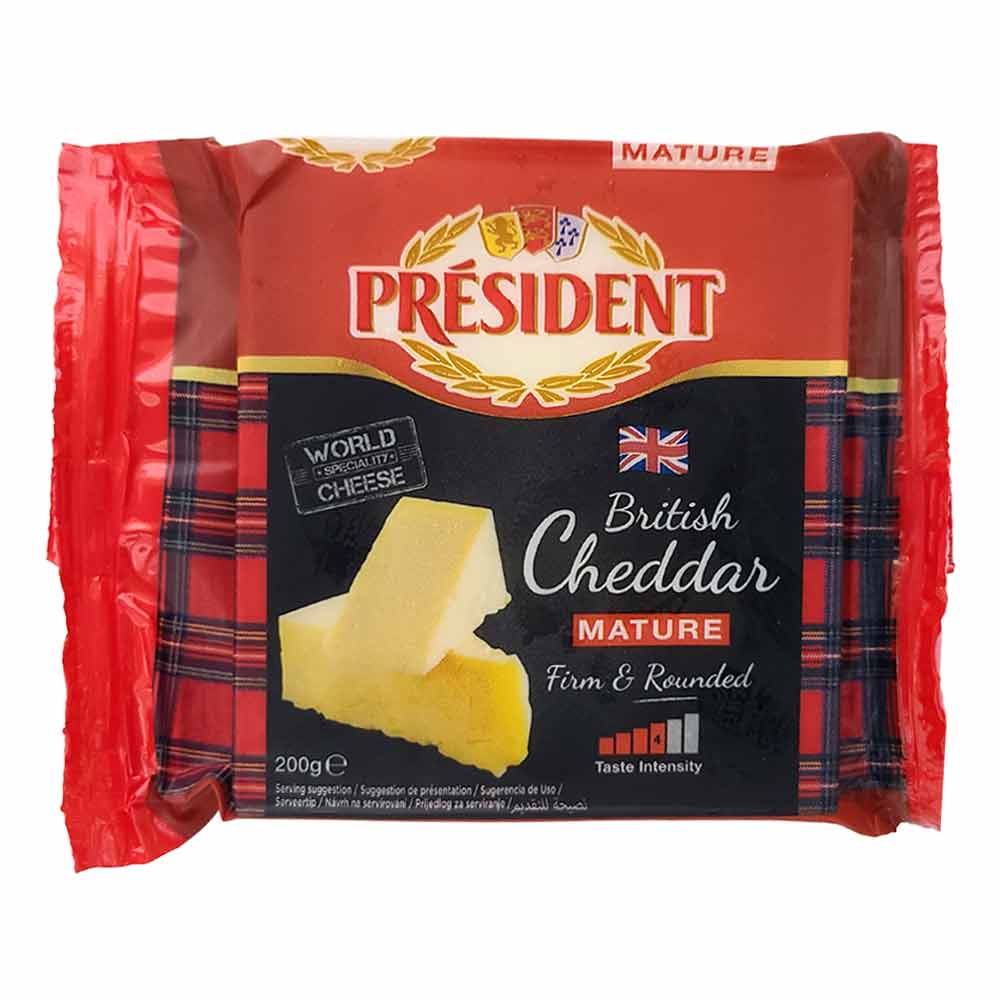 PRESIDENT BRITISH MATURE WHITE CHEDDAR 200G