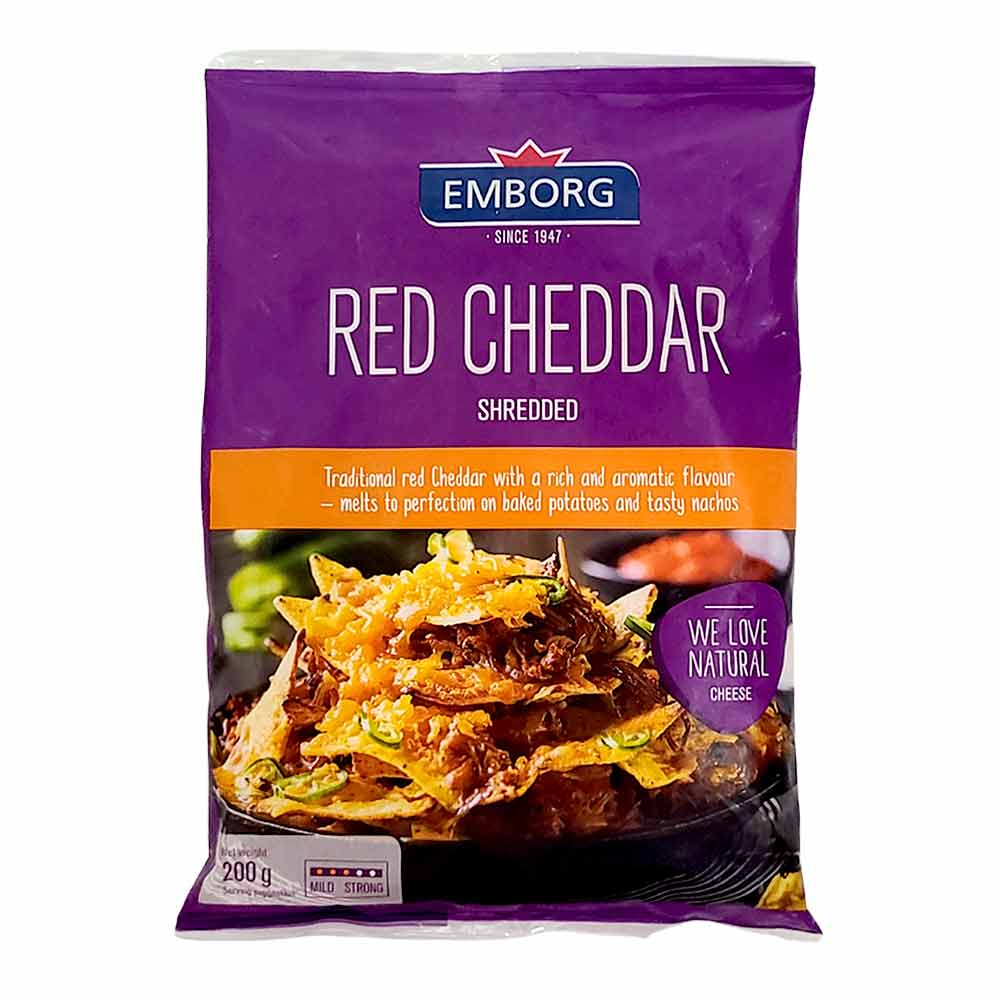 EMBORG SHREDDED CHEDDAR CHEESE 200G