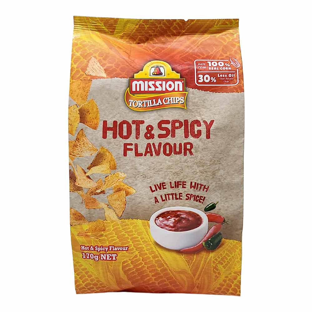 MISSION TORTILLA CHIPS HOT SPICY FLAV170G