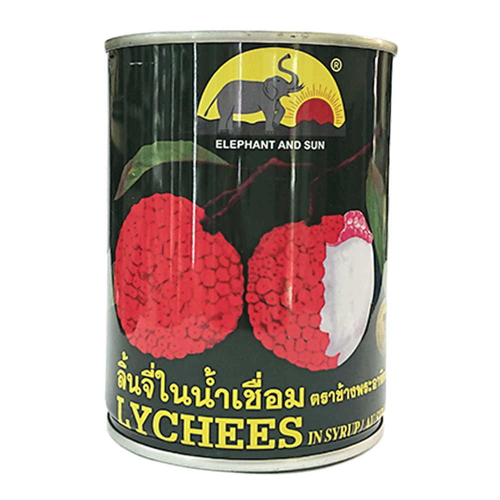 ELEPHANT AND SUN LYCHEES IN SYRUP 565G