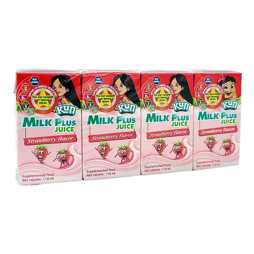KUN Milk Plus Juice Strawberry Flavor 110ml*4