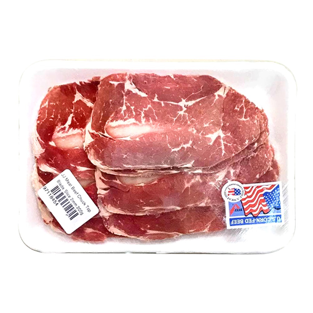 JJ MEAT BEEF CHUCK TOP BLADE SLICE 2MM 200G